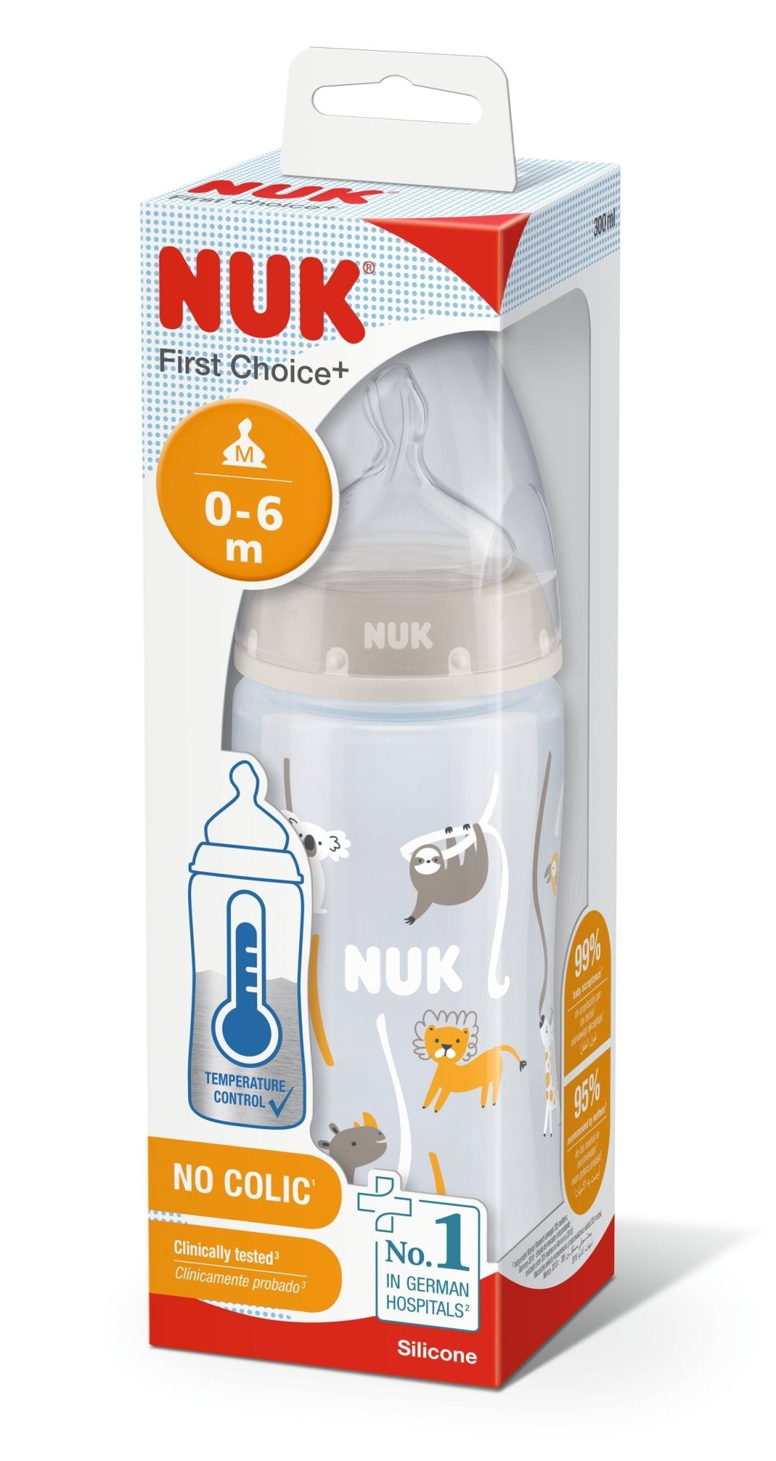 NUK First Choice Bottle: No Colic + Temperature Control 0-6 Months ...